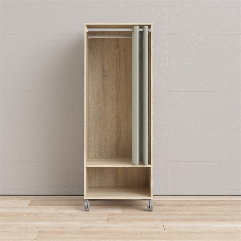 Tvilum Lola 1 Shelf Mobile Wardrobe with Hanging Rod and Curtain in Oak ...