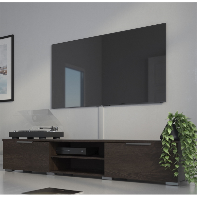 Tvilum Match 2 Drawer 2 Shelf TV Stand in Dark Chocolate BushFurnitureCollection