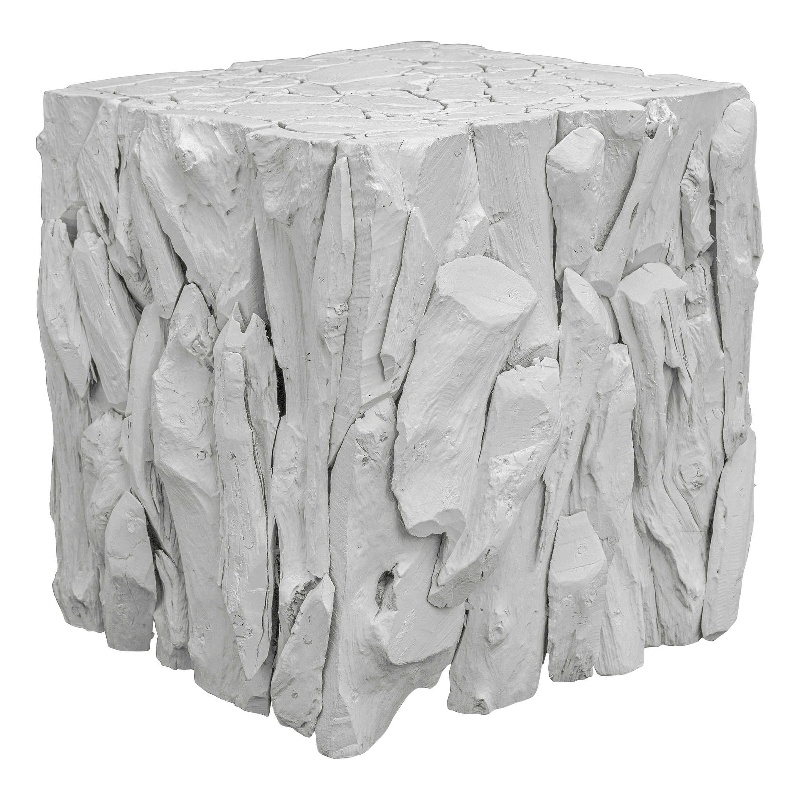 Uttermost Teak Root Farmhouse Teak Wood Bunching Cube in Whitewashed ...