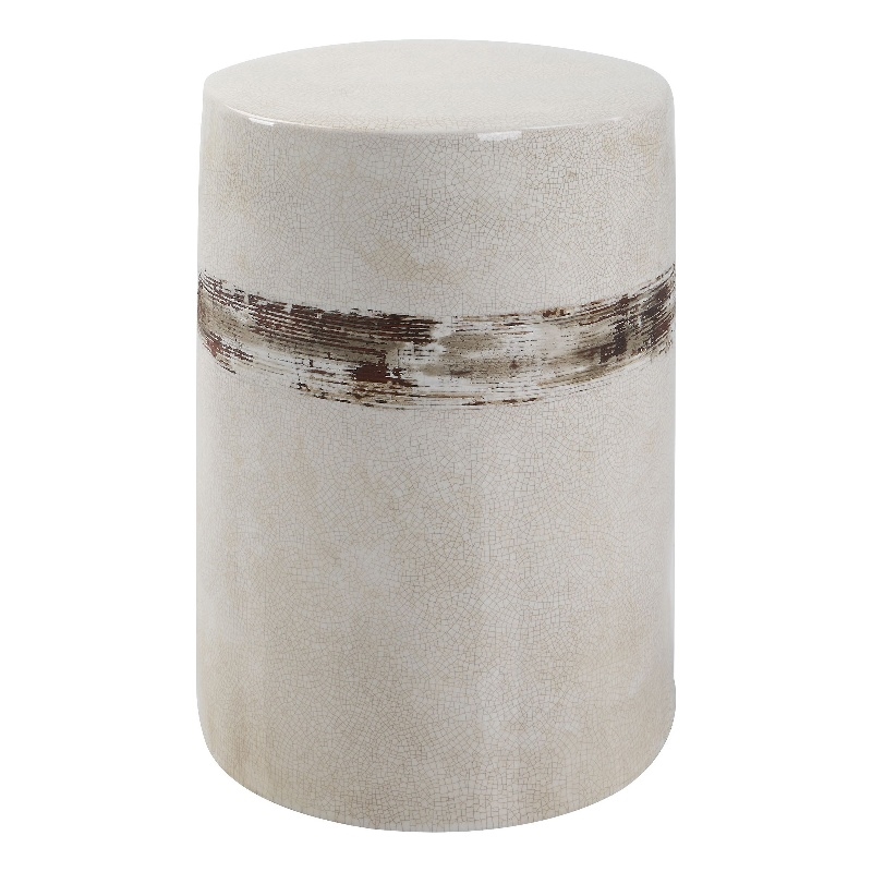 Uttermost Comanche Farmhouse Ceramic Garden Stool in Off White Finish