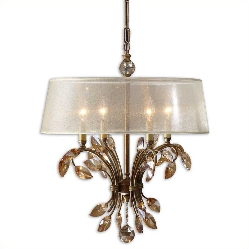 Uttermost Alenya 4 Light Chandelier in Burnished Gold Metal | Cymax ...