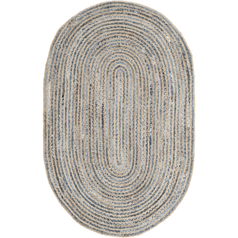Safavieh Cape Cod 9' X 12' Handmade Jute Rug in Natural and Blue