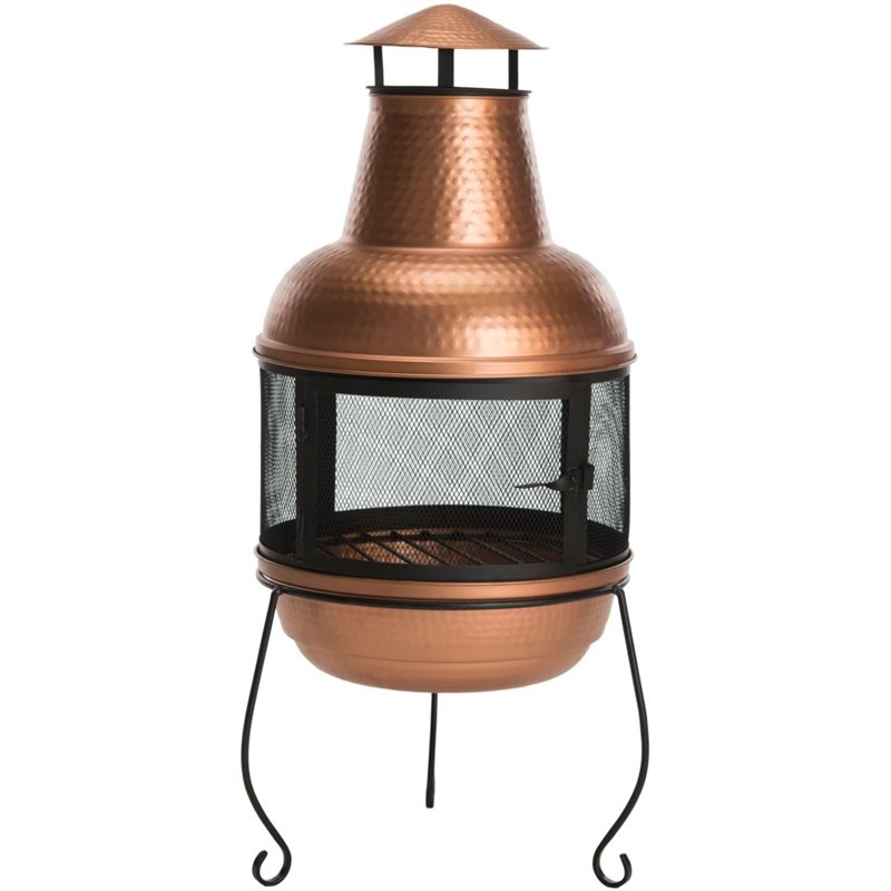 Safavieh Lima Chiminea Fireplace in Copper and Black | Homesquare