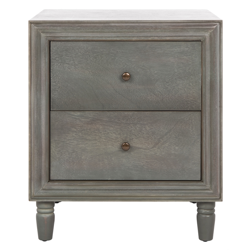 Safavieh Blaise Solid Wood Nightstand with Storage Drawers in Ash Gray ...