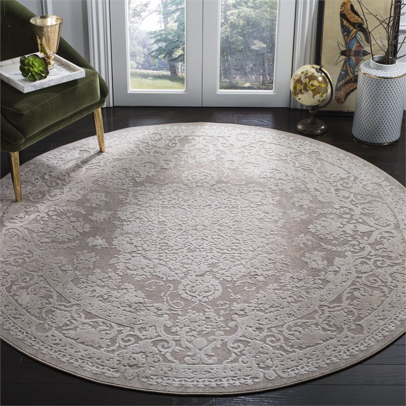 Safavieh Reflection 5' Round Rug in Beige and Cream | Homesquare