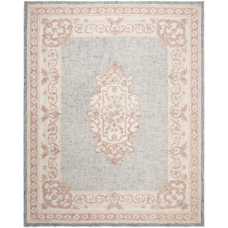 Safavieh Aubusson 8' x 10' Hand Tufted Wool Rug in Blue and Ivory ...