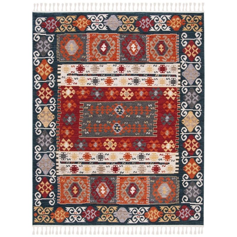 Safavieh Farmhouse 9' x 12' Rug in Cream and Navy ...