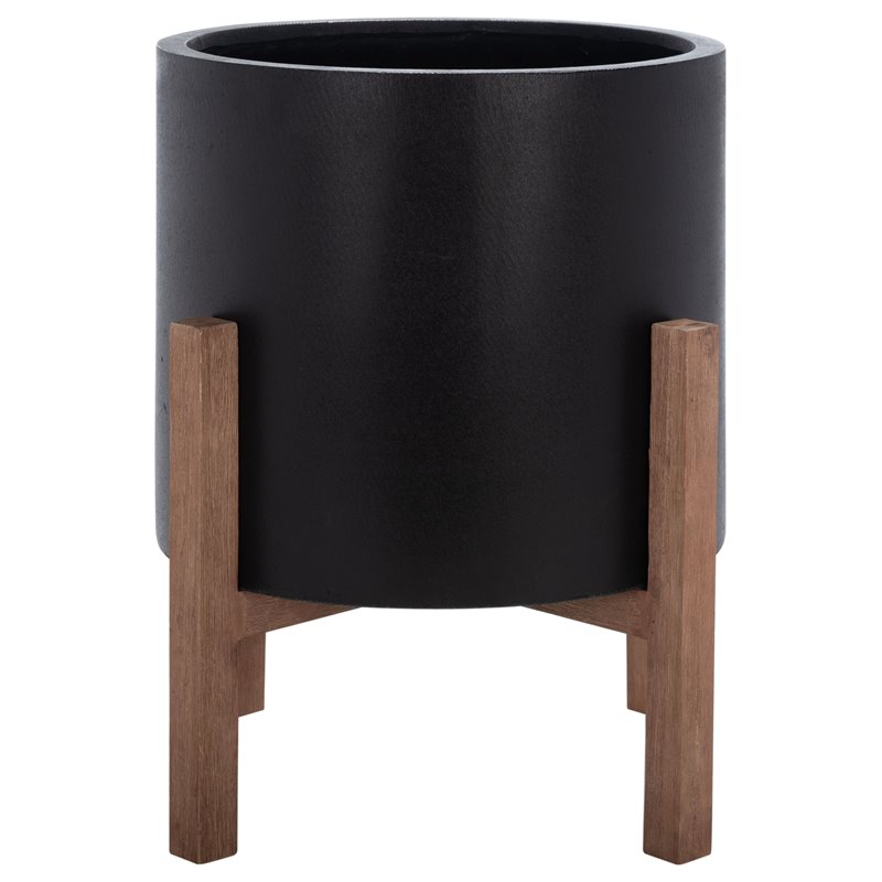 Safavieh Loflen Concrete Ficonstone/Acacia Wood Planter in Natural ...