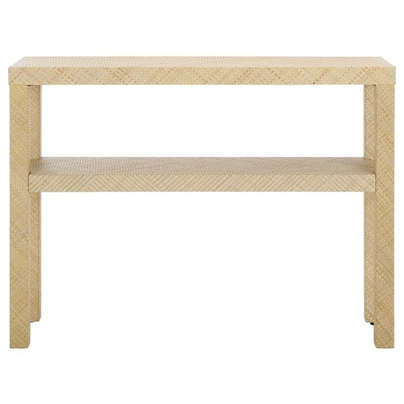 Safavieh Apis Raffia Wood 2 Shelf Console Table in Natural | Cymax Business