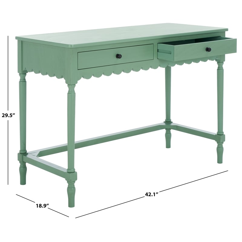Safavieh Haven Wood 2 Drw Desk in Sage