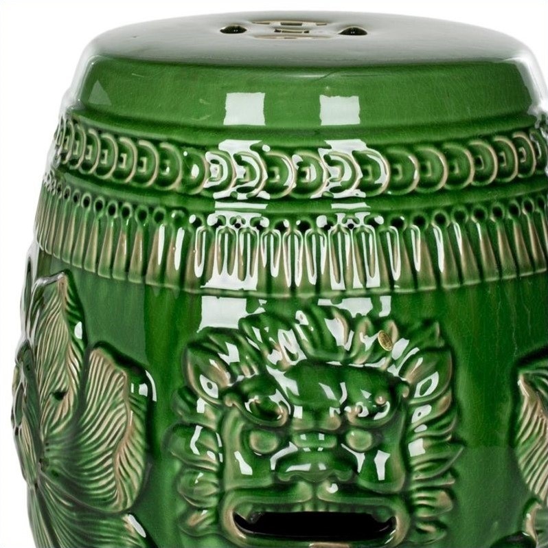Safavieh Ceramic Chinese Dragon Stool in Green | Cymax Business