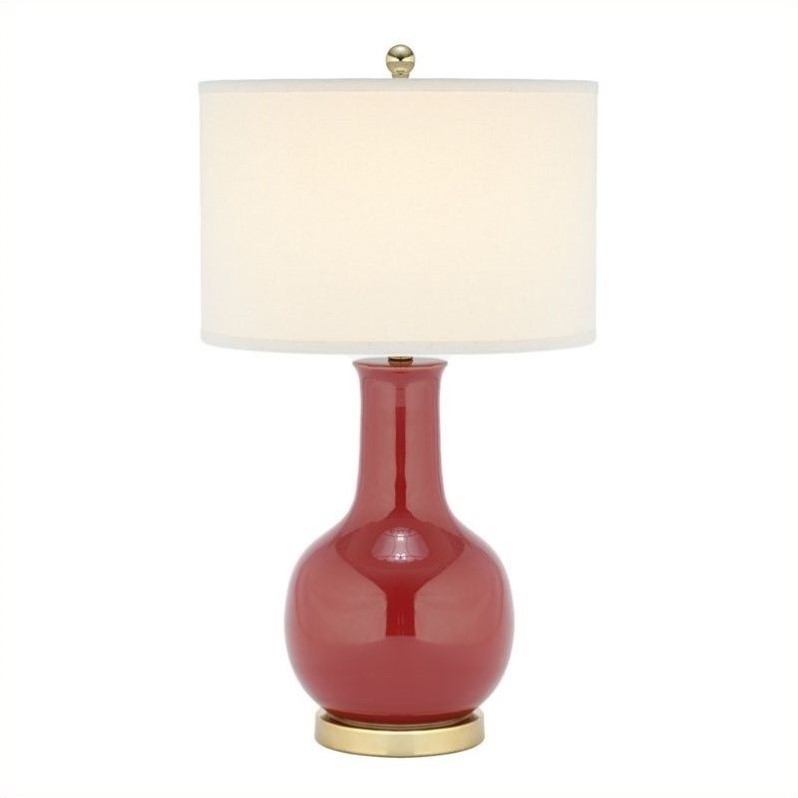 Safavieh Judy Ceramic Red Lamp with White Shade | Bush Furniture Collection
