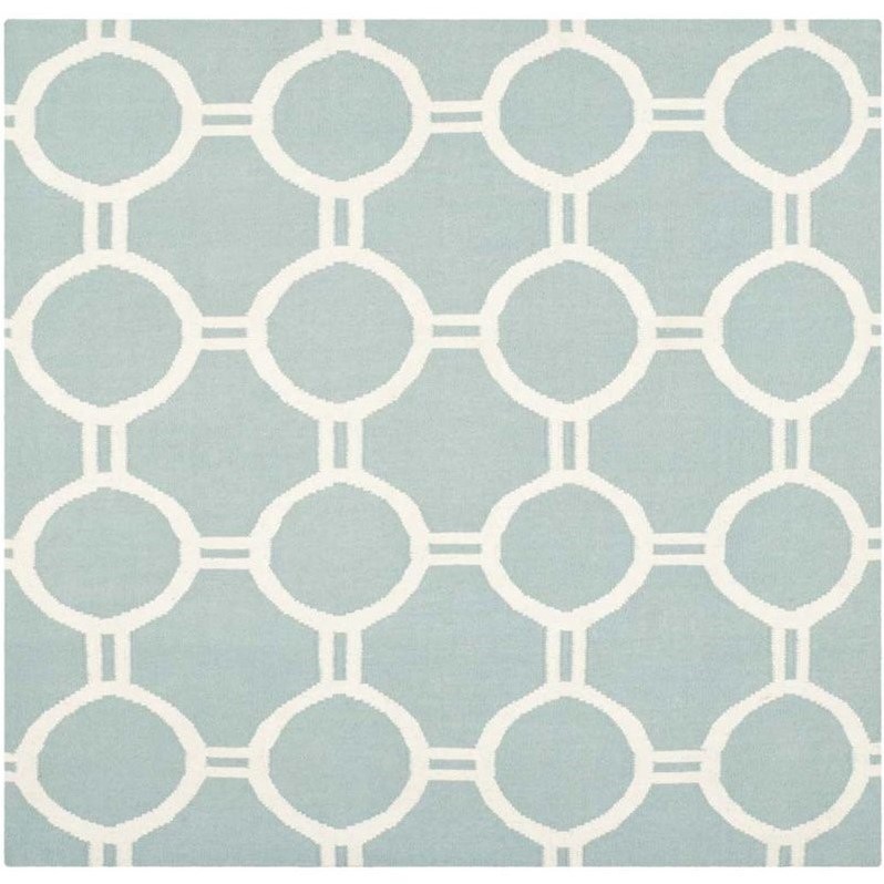 Safavieh Dhurries Light Blue Contemporary Rug - Square 6 ...