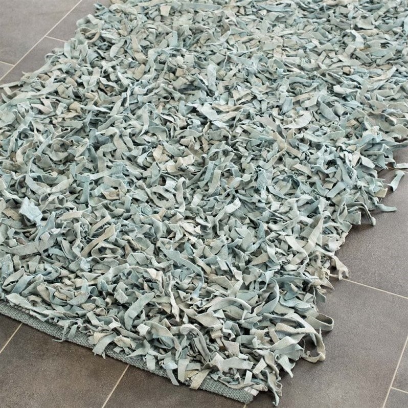 Safavieh Leather Shag Light Blue Shag Rug - Runner 2'3" x 11' | Bush ...
