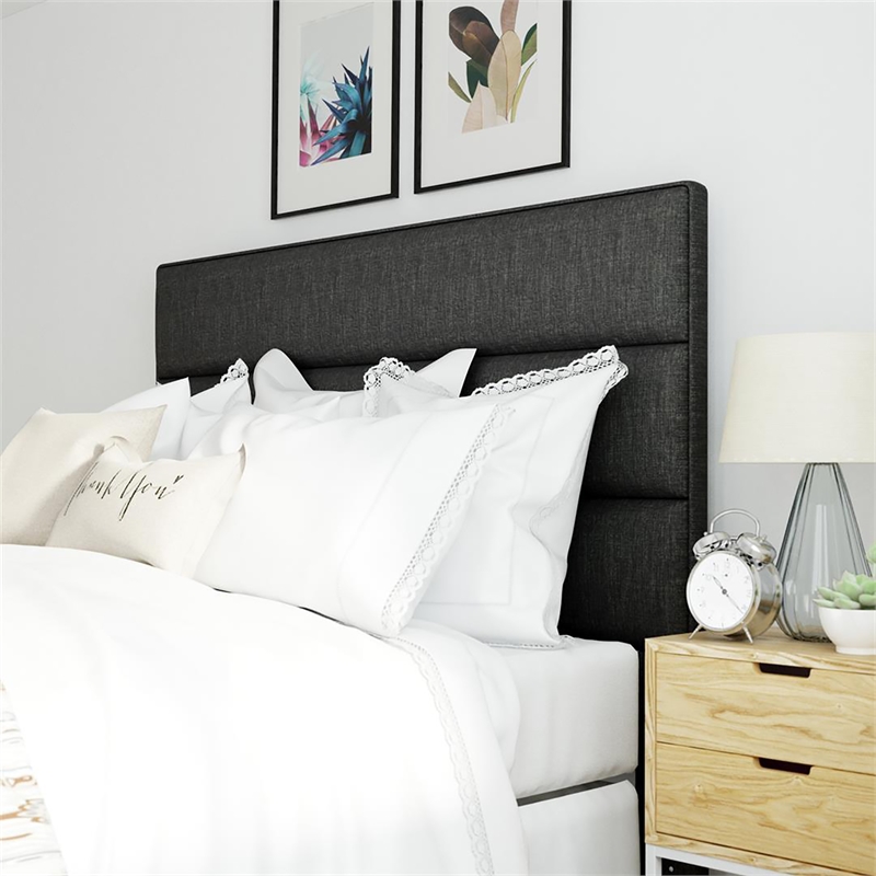 Serta Palisades King Upholstered Headboard in Charcoal Gray Cymax Business