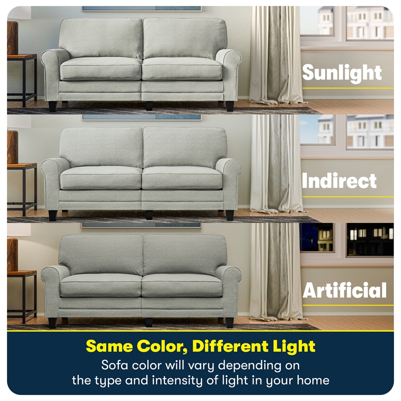 Serta Copenhagen 73 Rolled Arm Sofa with Removable Covers Pebble Gray Homesquare