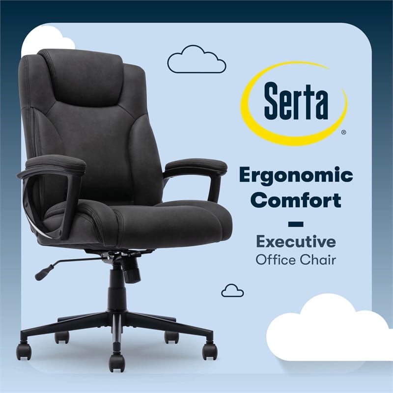Serta Comfort Eco Office Ergonomic Computer Chair Lumber Support Black ...