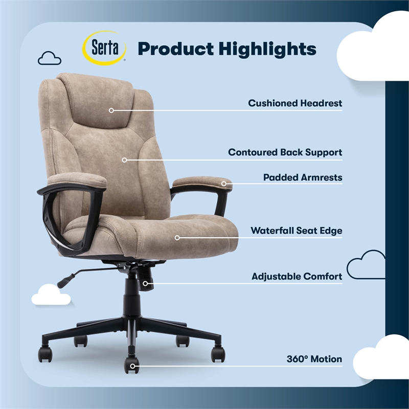 Serta Comfort Eco Office Ergonomic Computer Chair Lumber Support Light ...