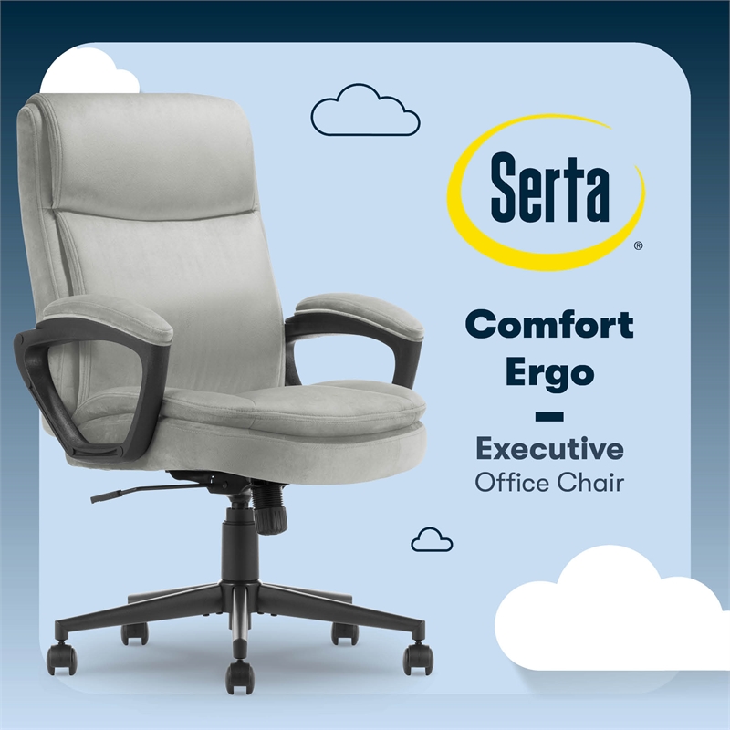 Serta Comfort Ergo Executive Office Chair Ergonomic with Cognac Bonded ...