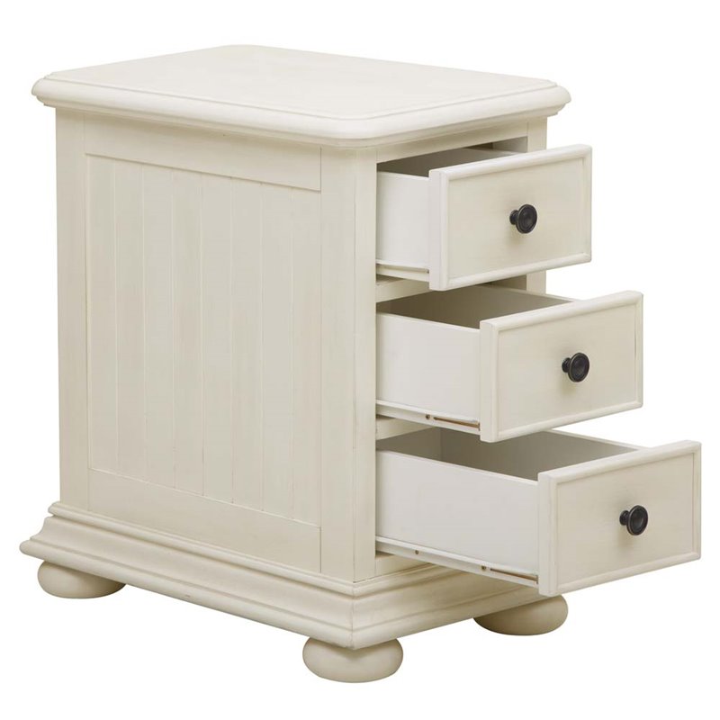 Coastal Chairside Wood Chest in White Linen | Cymax Business