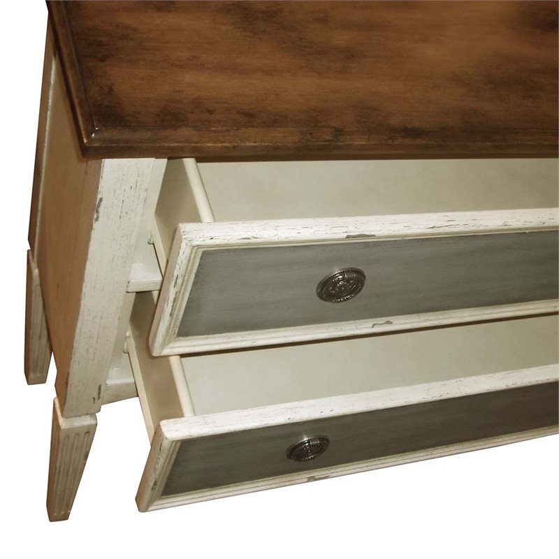 PRI Maris 2 Drawer Hall Chest in Distressed White - DS-P017066