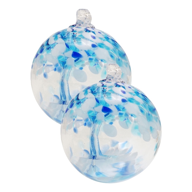Dale Tiffany Tree of Life 2-Pack Aqua Hand Blown Art Glass Ornament in ...