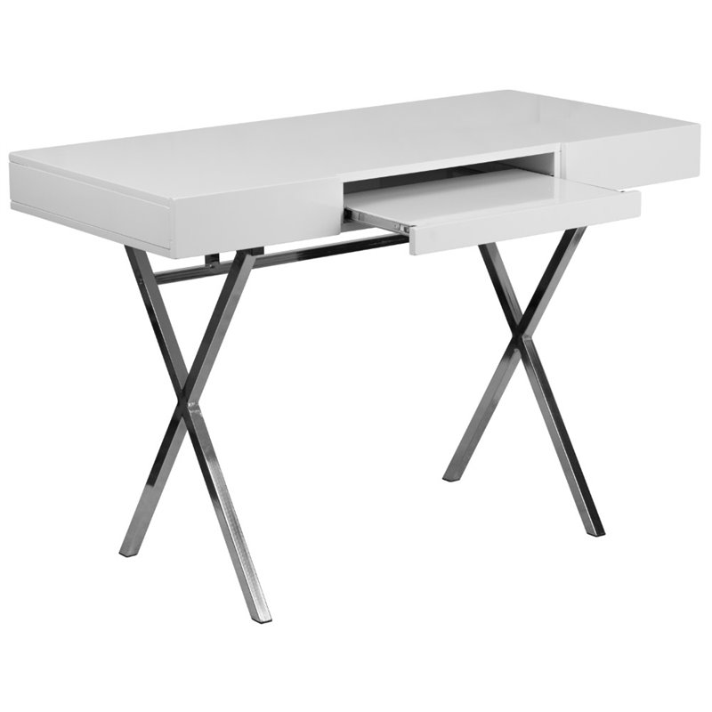 Flash Furniture Computer Desk in Glossy White | Cymax Business