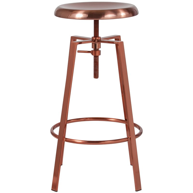 Flash Furniture Toledo Metal Adjustable Bar Stool in Rose Gold | Cymax ...