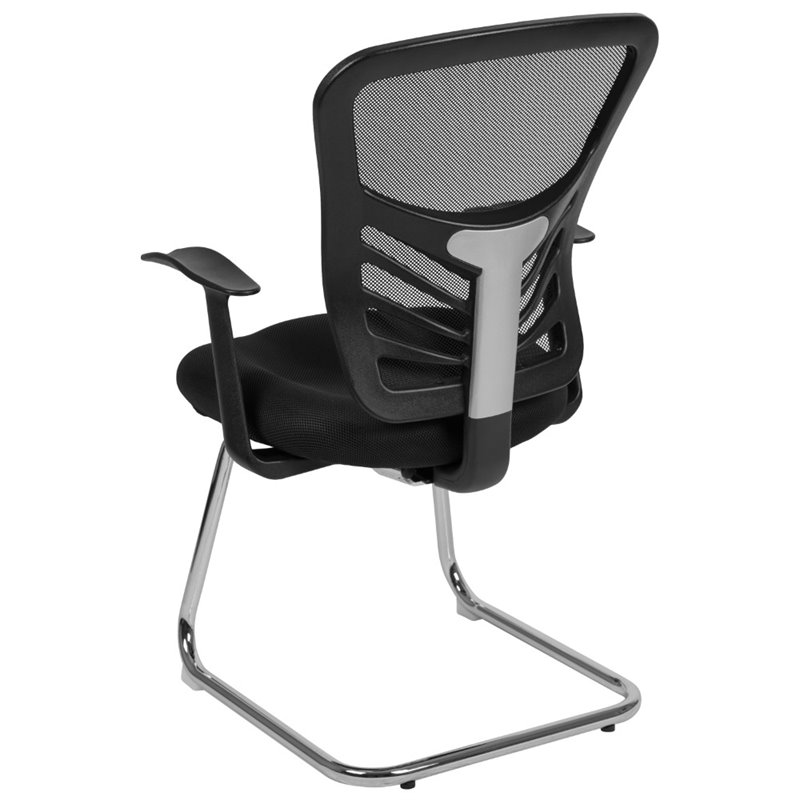 Flash Furniture Contemporary Mesh Sled Base Guest Chair in Black ...