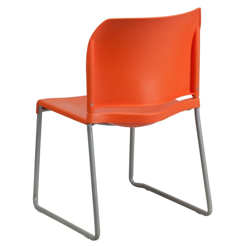 Flash Furniture Hercules Contoured Back Stacking Chair in Orange - RUT ...
