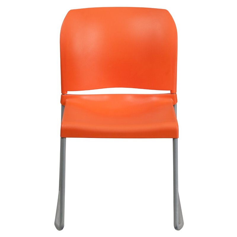 Flash Furniture Hercules Contoured Back Stacking Chair in Orange - RUT ...