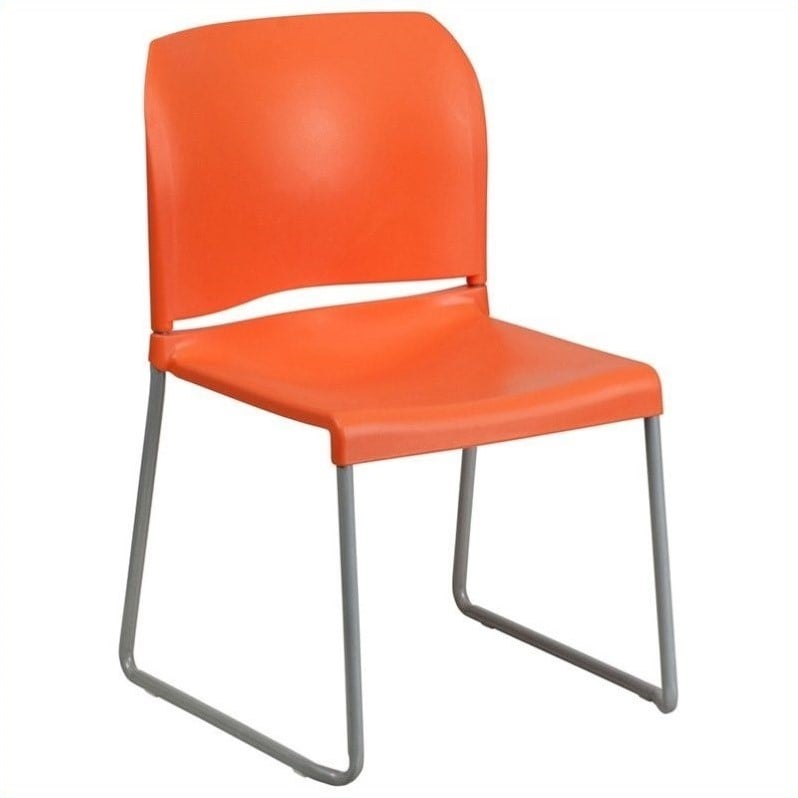 Flash Furniture Hercules Contoured Back Stacking Chair in Orange - RUT ...
