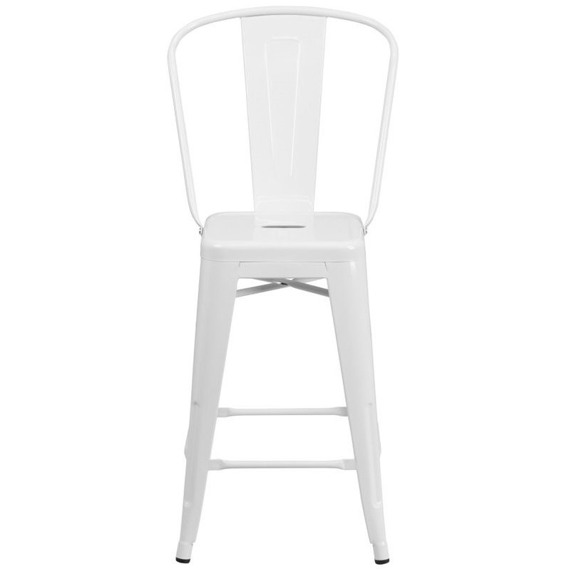 Flash Furniture 24" Metal Counter Stool in White | Cymax Business