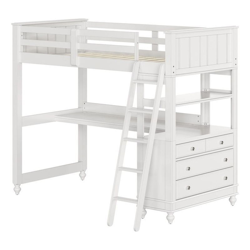 Hillsdale Kids and Teen Lake House Wood Twin Loft with Desk in White Cymax Business