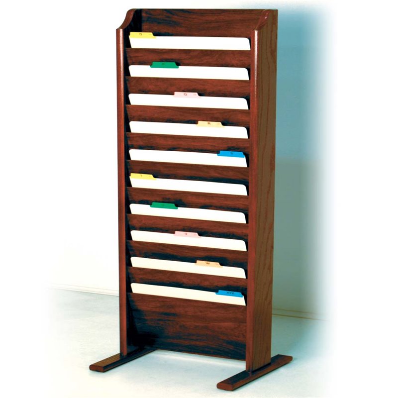 Wooden Mallet 10 Pocket Legal Size Standing File Holder in Mahogany ...