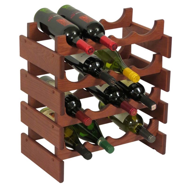 Wooden Mallet Dakota 4 Tier 16 Bottle Wine Rack in Mahogany | Bush ...