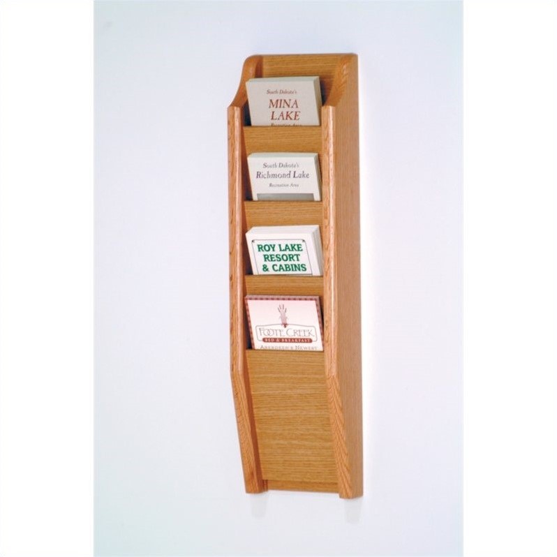 Wooden Mallet Brochure Display with 4 Pockets in Light Oak | Bush ...