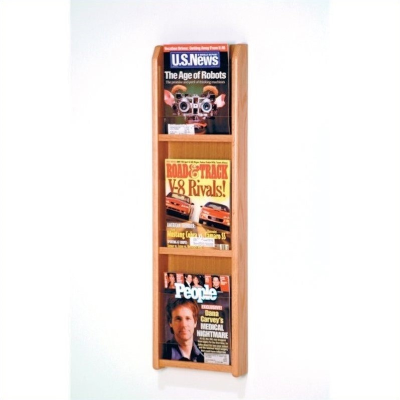 Wooden Mallet 3 Pocket Magazine wall Display in Light Oak | Bush ...
