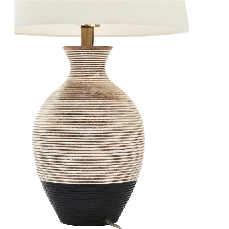 Renwil Ignacio 1-Light Modern Mango Wood Table Lamp in Black & White ...