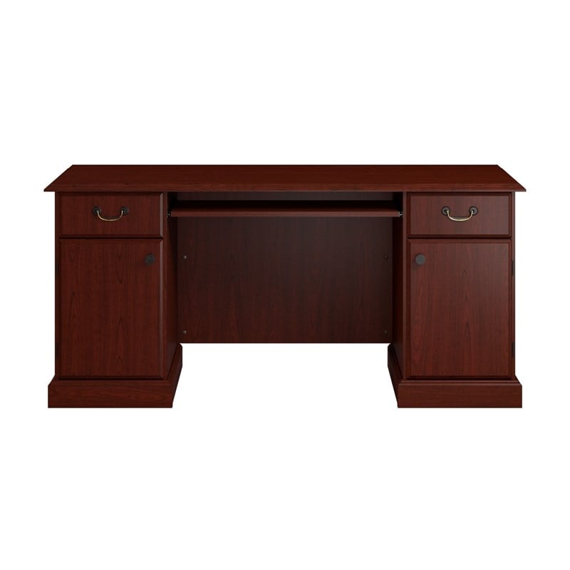 Cherry computer desk with keyboard tray store