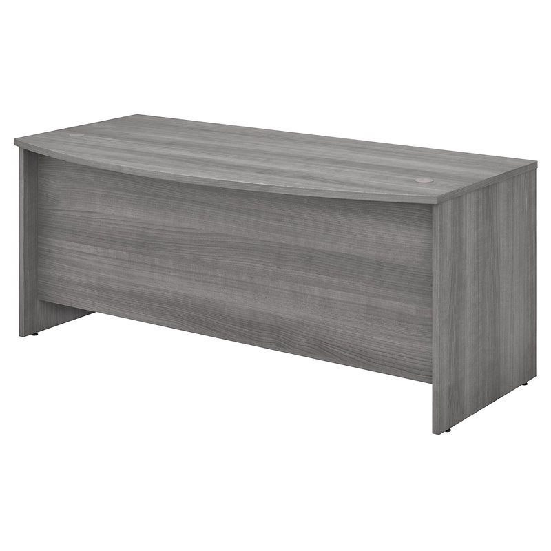 Studio C 72W x 36D Bow Front Desk in Platinum Gray - Engineered Wood ...