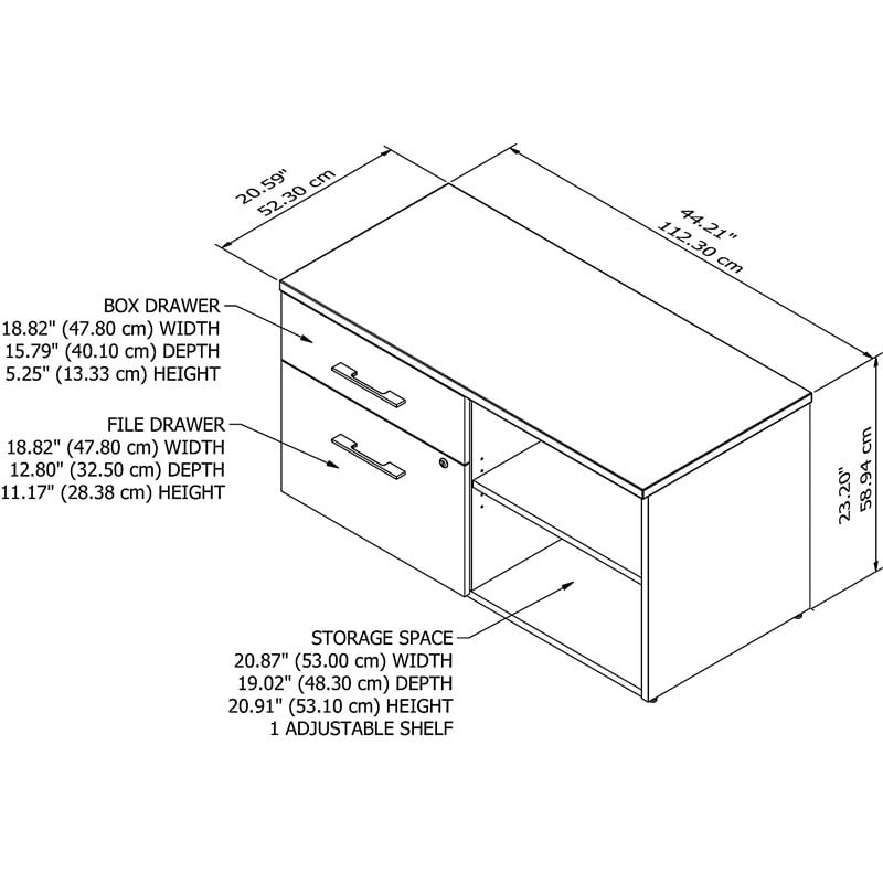 Office 500 Low Storage Cabinet with Drawers in Storm Gray - Engineered ...