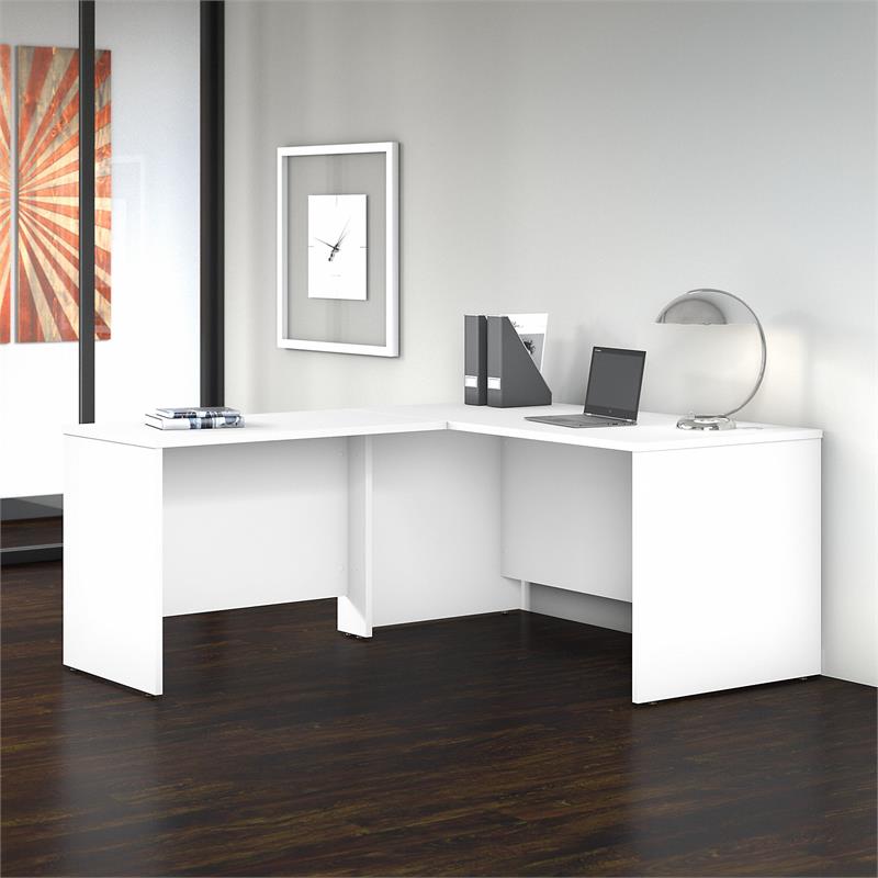 Studio C 60W x 30D L Shaped Desk with 42W Return in White - Engineered Wood