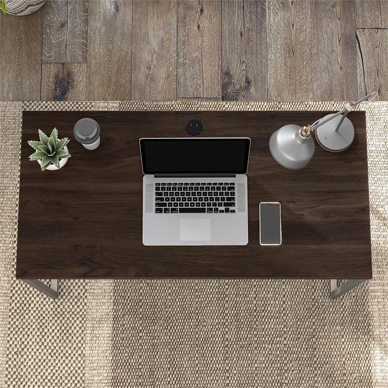 Hybrid 48W x 24D Computer Table Desk in Black Walnut - Engineered Wood ...