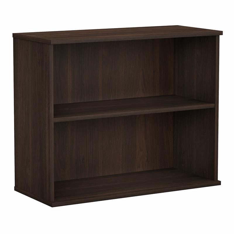 Hybrid Small 2 Shelf Bookcase in Black Walnut - Engineered Wood ...