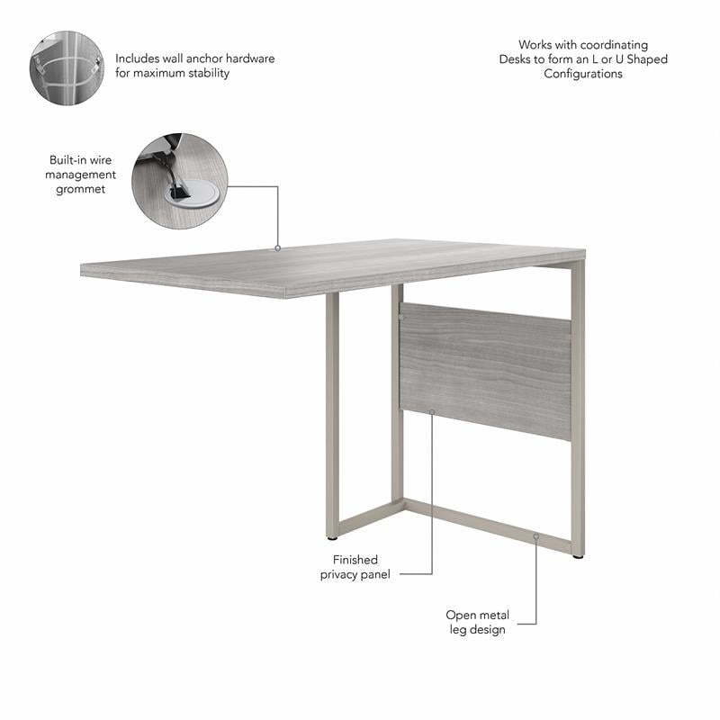 Hybrid 42W x 24D Desk Return/Bridge in Platinum Gray - Engineered Wood ...