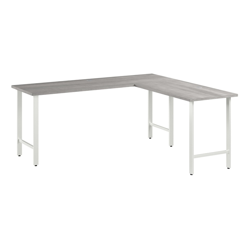 Hustle 72W x 24D L Shaped Computer Desk in Platinum Gray - Engineered ...