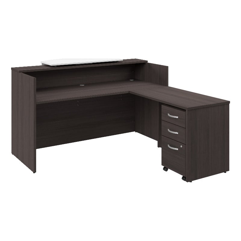 Arrive 72W x 72D L Reception Desk with Drawers in Storm Gray ...