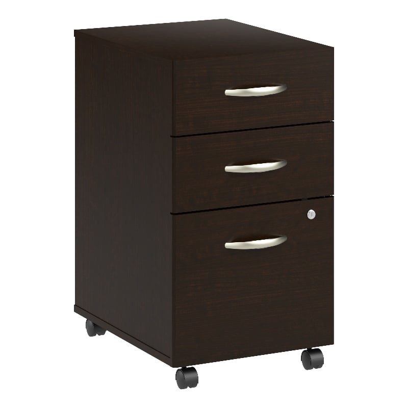 Arrive 3 Drawer Mobile File Cabinet in Mocha Cherry - Engineered Wood ...