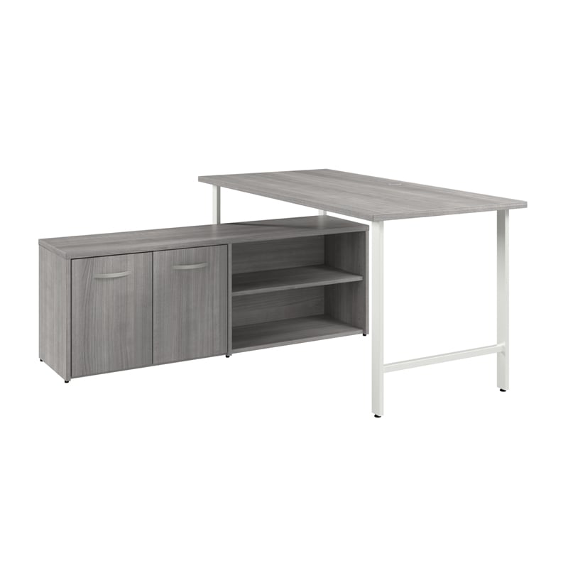 Hustle 60W Computer Desk with Storage Cabinet in Platinum Gray ...